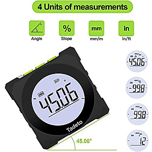 Digital Angle Finder, Tadeto Digital Level Inclinometer Protractor Laser Level 3 in 1 Magnetic IP54 Waterproof Angle Gauge with Large LCD Screen Backlight Type-C Fast Charging