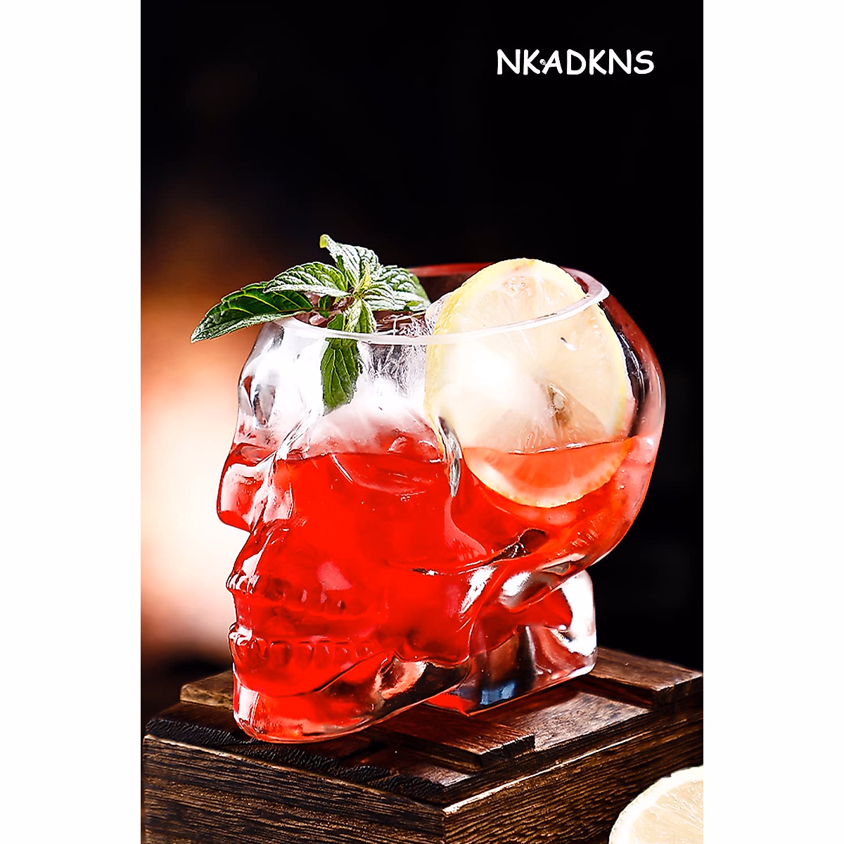 NKADKNS Funny skull glass Wine Glass ，Drinking Glass，Gift, Engraved Design,Large Glasses,vodka spirits cup glass ，new Crystal Skull cup ，Halloween Decorations Gifts(350ml/12 Ounces)