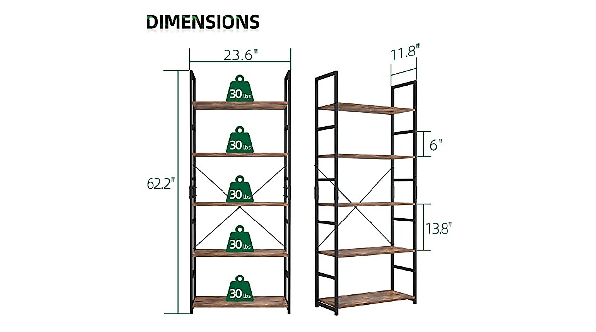 OTK 5 Tier Bookshelf - Stylish & Sturdy Storage Solution