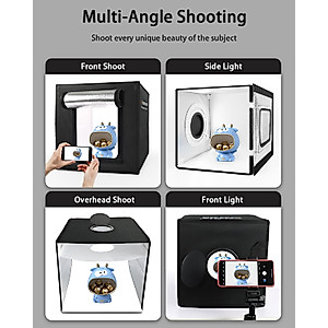 DUCLUS Light Box Photography, Portable Photo Studio Booth Box, 10" x 10" Professional Mini Shooting Tents with 96 LED Lights Dimmable, 6 Backdrops for Small Product: Jewelry, Miniature Models etc.
