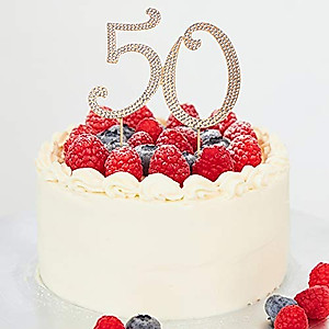 Toddmomy 50 Gold 50th Anniversary Bling Rhinestone 50th Birthday Crystal Cake Decoration