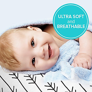 Kushies Baby Fitted Bassinet Sheets - 30 x 18 Bassinet Mattress Mini Crib Sheets - One Direction for Playpen & Bed Side Bassinets Mini Crib Sheet, One Direction Black & White (S335-619)