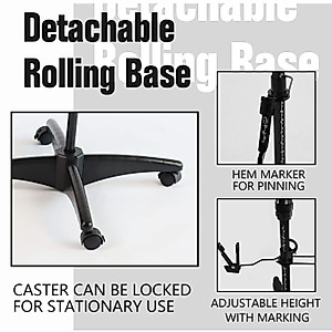 PDM WORLDWIDE Black Dress Form Adjustable Mannequin for Sewing, Female Size 6-14 Pinnable Body Form with 13 Dials & Detachable Casters, 42.5"-60" Height Range for Clothing Display, Small to Medium