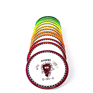 Healthy Kiddos Fruits & Vegetables Fun Plates For Kids 12 Pack | Educational, Non-Slip, Melamine & BPA Free, Eat Healthy Kids Nutrition Plate