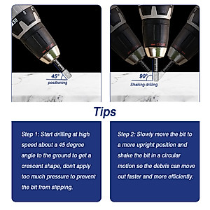 Dry Diamond Drill Bits Set 6PCS, Porcelain Drill Bits with Cooling Wax for Ceramic Granite Marble Tile Stone Glass Hard Materials (not for Wood), 3pcs 1/4''(6mm)+3pcs 3/16'' (5mm) with Storage Case