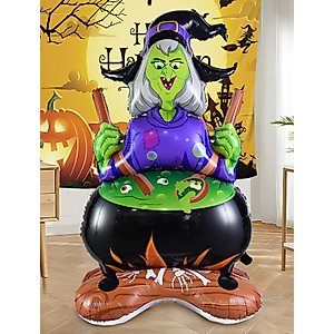 Halloween Balloons Decorations, 45 Inches Life-Sized Witch Spooky Horror Foil Balloon, Standing 3D Balloons for Halloween Party Decorations