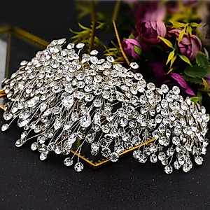 ULAPAN HP376 Silver Rhinestone Wedding Headpiece for Women Handmade Bridal Headband Hair Accessories (Headwear