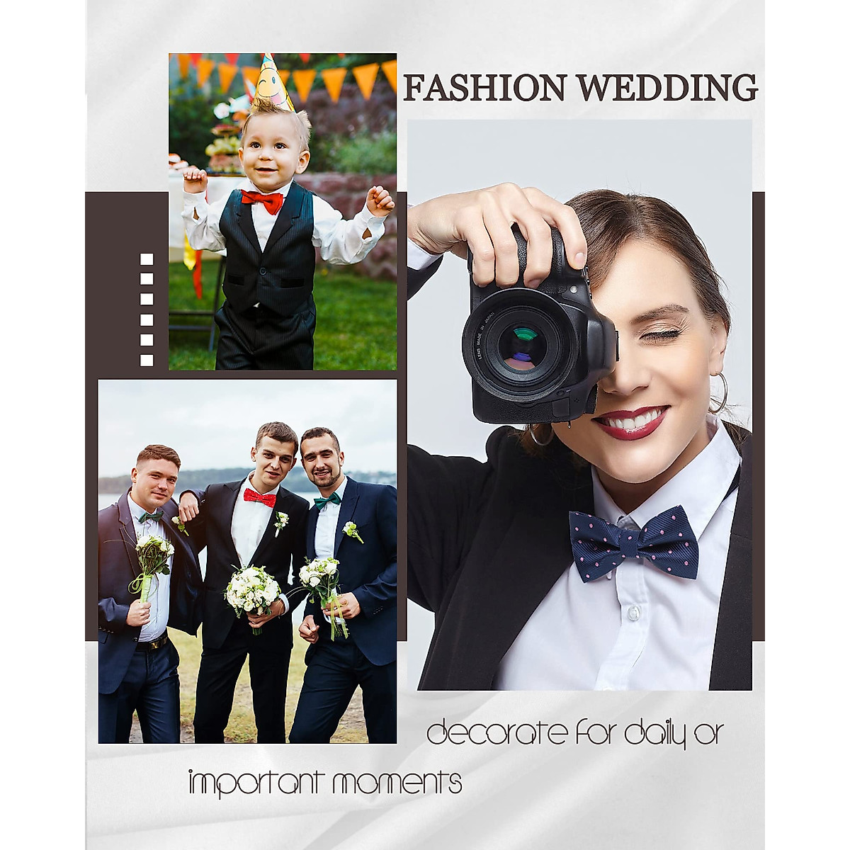 48 Pcs Bow Ties Bulk Elegant Pre Tied Bow Ties Formal Tuxedo Bowties Set with Adjustable Neck Band for Men Boys (Vivid Colors, Elegant Style)