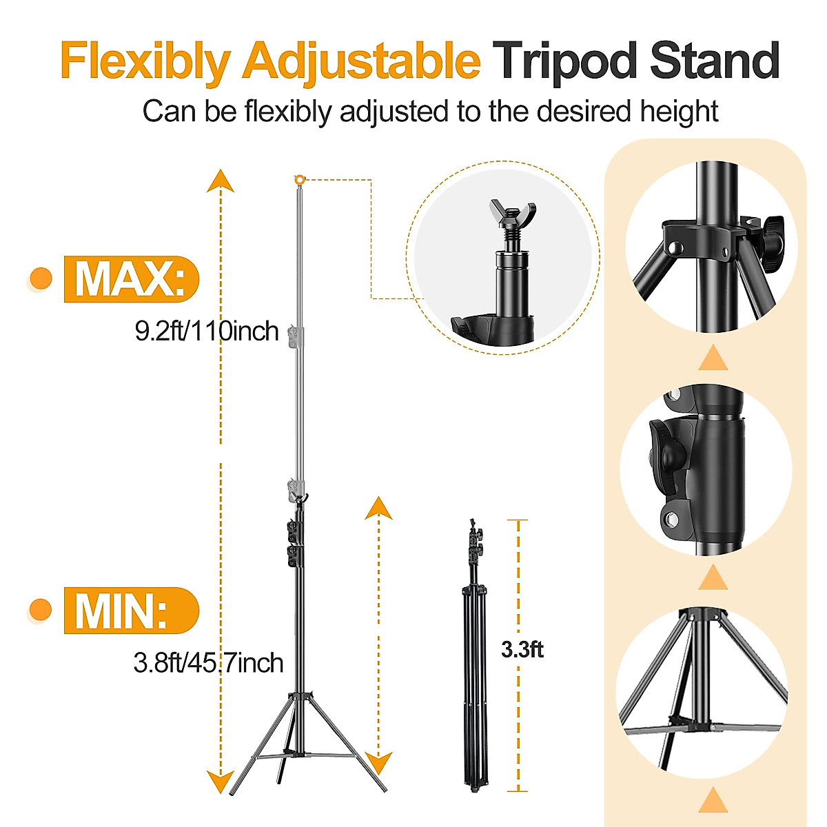 EMART Photo Video Studio 9.2 x 10ft Heavy Duty Background Stand Backdrop Support System Kit with Carry Bag for Photography