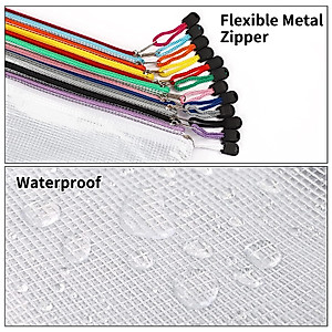 EOOUT 24pcs Mesh Zipper Pouch, Zipper Bags, Document Bag with Label Pocket, Plastic Zip File Folders, 16.9x12 in A3 Size, Puzzle Bags for Organizing, for Board Game School Office Supplies Home Storage