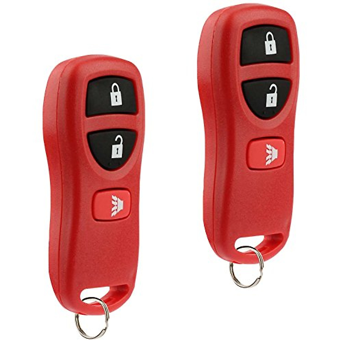 Key Fob Keyless Entry Remote fits Nissan Frontier Armada Murano Pathfinder Quest Sentra Titan Versa Xterra/Infiniti QX4 FX35 FX45 (KBRASTU15 Red), Set of 2