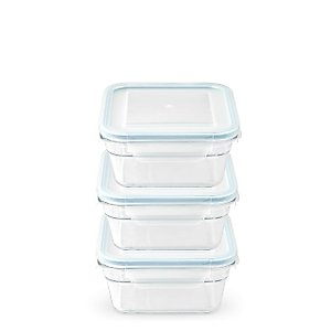 Snaplock Lid Tempered Glasslock Storage Square Container Airtight 3 Container Set Anti Spill Microwave & Oven Safe 1.5cups/355ml