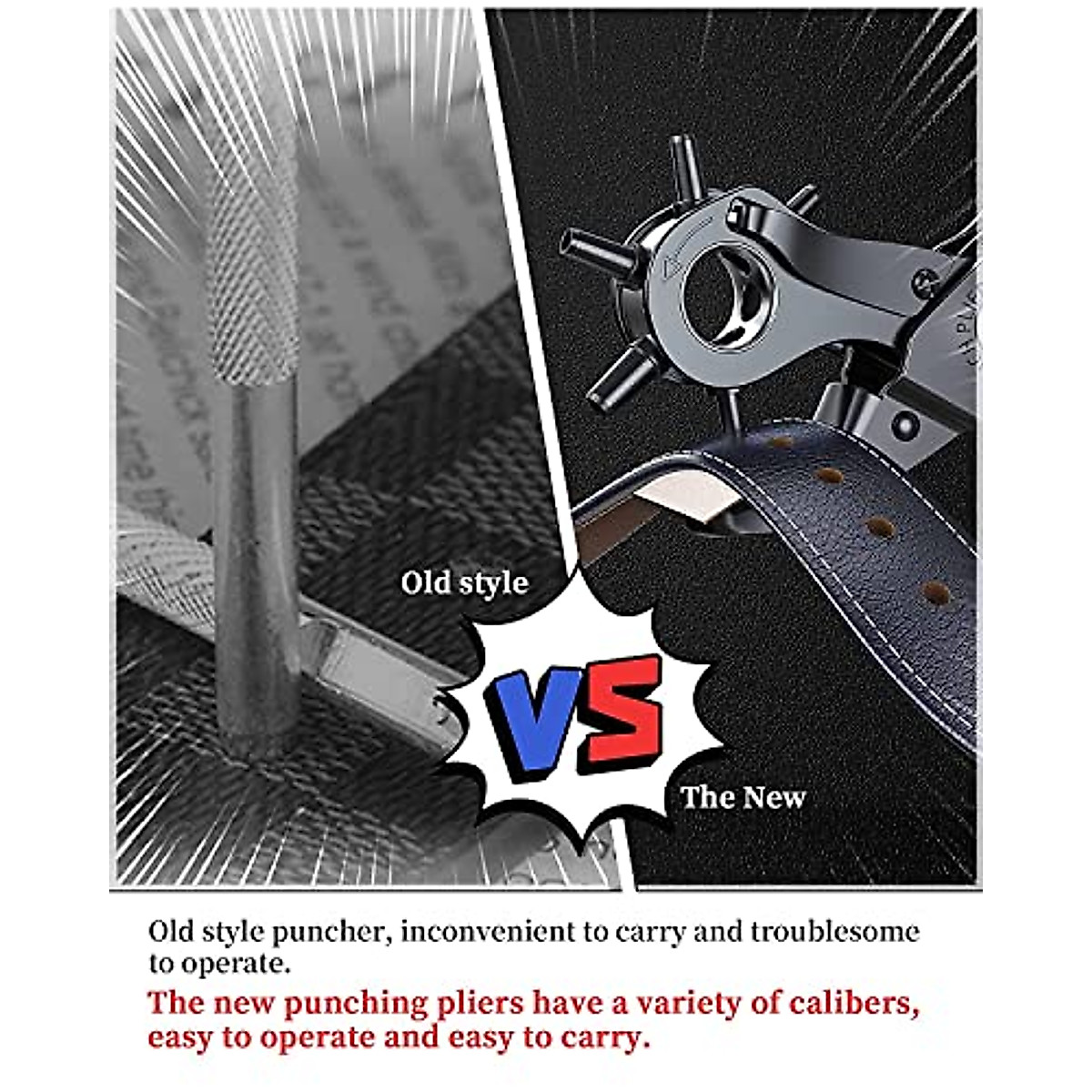 Leather Hole Punch,Belt Hole Puncher for Leather, Revolving Punch Plier Kit,Leather Punch Plier for Leather, Belts, Watches, Handbags, Leather Punch Tool for Belts Diameter : 4.5/4 /3.5/3/2.5/2mm.