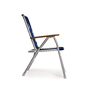 FORMA MARINE Boat Chairs High Back Black Deck Folding Marine Aluminum Teak Furniture Set of 2 M150BL