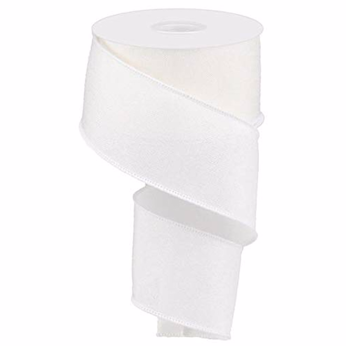 Shiny Solid Canvas Wired Edge Ribbon, 10 Yards (White, 2.5")