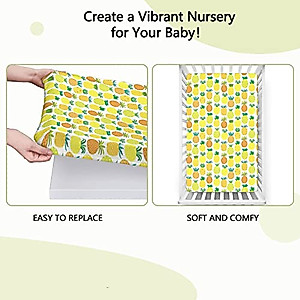 Pineapple Themed Fitted Mini Crib Sheets,Portable Mini Crib Sheets Soft & Stretchy Fitted Crib Sheet-Baby Crib Sheets for Girl or Boy,24“ x38“,Multicolor