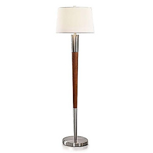 HOMEGLAM Manhattan 62" H Wood Floor Lamp, Modern Floor Lamp - Brushed Nickel
