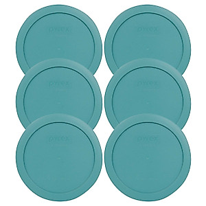 Pyrex 7201-PC Turquoise 4 Cup Round Plastic Replacement Storage Lid, Made in USA - 6 Pack