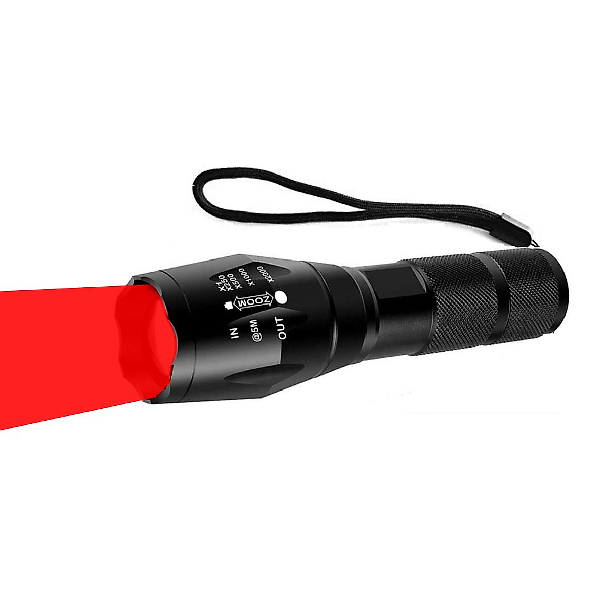 GaiGaiMall Tactical Red LED Flashlight Single Mode Hunting Handheld Flashlight with Zoomable and Waterproof for Astronomy Night Observation etc.