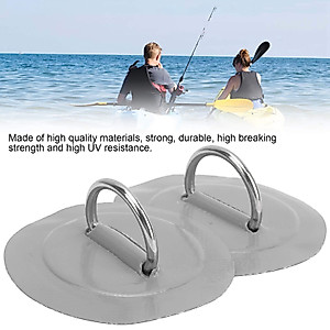 SUNGOOYUE Kayak Pad Patch, 2Pcs Inflatable Boat Kayak Pad Patch with D‑Ring PVC Marine Stainless Steel Fixed Buckle(Grey)