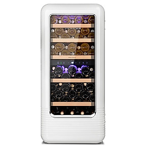FOVOMI Wine Fridge,91-bottle Wine Cooler Dual Zone Large Wine Beverage Refrigerator Freestanding Cellar,Holds 91bottles or 49bottles+90 cans(6-year)