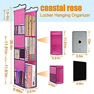 Libeder 3 Shelf Hanging Locker Organizer for School, Work, Gym, Closet, Adjustable Hanging Locker Accessories Shelves for Girls Boys, Hangs from Shelf, Rod to Create Storage Space(Pink-Purple)
