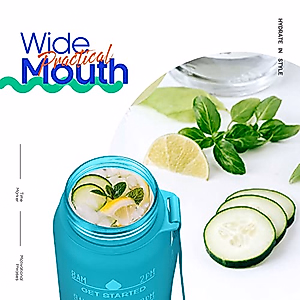 Giotto 32oz Large Leakproof BPA Free Drinking Water Bottle with Time Marker and Straw to Ensure You Drink Enough Water Throughout The Day for Fitness and Outdoor Enthusiasts