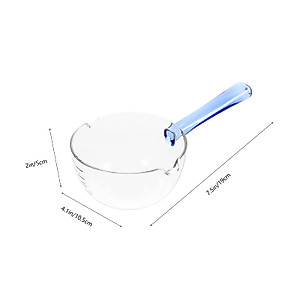 UPKOCH Glass Saucepan Glass Saucepan Stovetop Pot Small Milk Pan Soup Pot Cooking Sauce Pan with Pour Spout and Handle for Home Kitchen Restaurant 200ml Blue