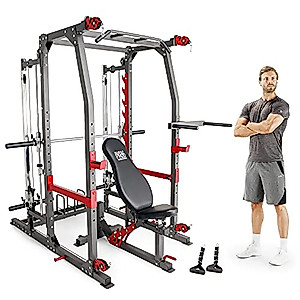 Marcy Smith Machine Weight Bench Home Gym, For Full Body Workout, Training System, Black SM-4903