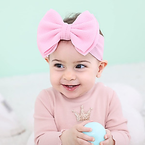 Lawie 12 Pack Double Layer Bowknot Large Knot Hair Bow Elastic Stretchy Wide Nylon Headbands Hairband Hairbows Turban Headwraps Hair Accessories for Kids Toddler Infant Newborn Baby Girl Bulk