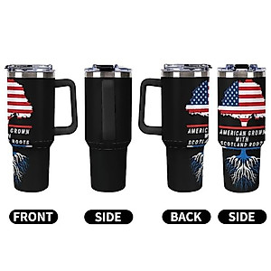 America Grown With Scotland Roots 40 Oz Tumbler with Handle And Straw Lid,Insulated Reusable Stainless Steel Travel Glass Mug 40 Ounces