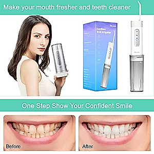 Cordless Water Flosser for Teeth, Portable Water Flosser, 4 Modes Dental Oral Irrigator, Rechargeable & IPX7 Waterproof Water Teeth Cleaner Picks with Travel Case, 5 Jet Tips