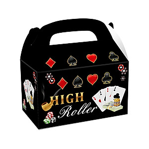 NA 12 Packs Poker Party Goodie Gift Boxes Casino Night Poker Game Theme Party Time Gift Boxes with handle for Birthday Party Decration Supplies