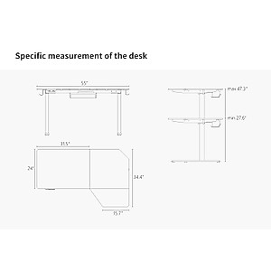BANTI 55 Inches L-Shaped Electric Standing Desk, White Top/White Frame Height Adjustable Stand up Table, Home Office Sit to Stand Desk with Splice Board
