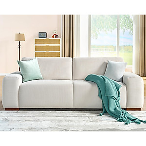 AMERLIFE Sofa, 89 inch Oversized Couch with Thick Armrest, Comfy Sofa Couch for Living Room-3 Seater Sofa in White Corduroy
