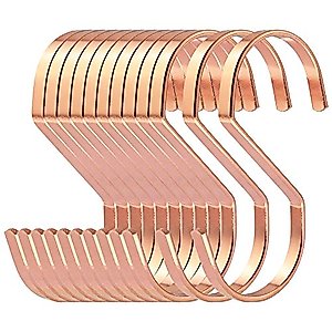 WHYHKJ 12pcs 4" Rose Gold Chrome Finish Stainless Steel Hanging Hooks Heavy-Duty S Hooks Home Storage Organizers Accessories