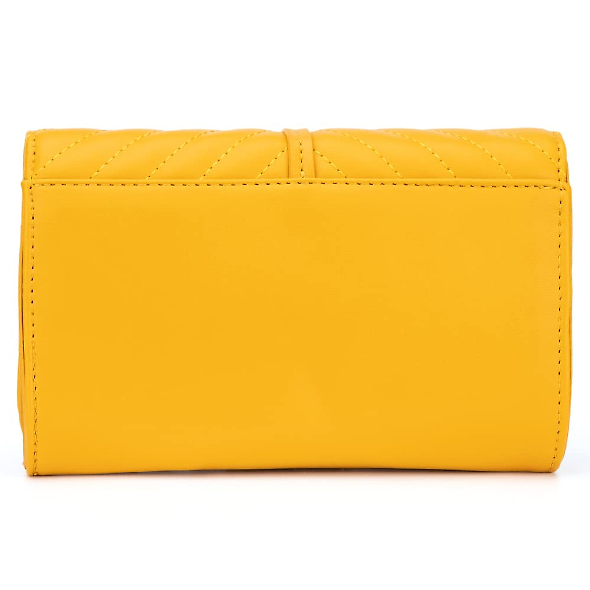 Olivia Miller Women's Fashion Asher Faux PU Leather Quilted Textured w Tassel n Front Flap, Yellow Crossbody Bag Everyday Small Evening Casual Work Purse Handbag