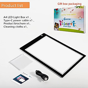XIAOSTAR Light Box Drawing A4,Tracing Board with Brightness Adjustable for Artists, Animation Drawing, Sketching, Animation, X-ray Viewing