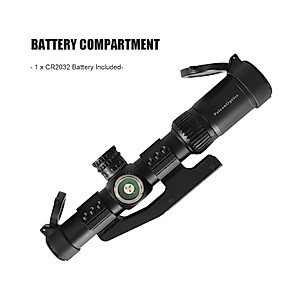 FalconOptics Rifle Scope 1-4x24 - Second Focal Plane SFP - Mil Dot Reticle with Red Illumination - 30mm Tube - Hunting Shooting - Black