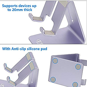 Urmust Cell Phone Stand for Desk Phone Holder Dock Cradle Stand for iPhone 14 13 12 11 Pro Max X Xr 8 Plus 7 6, Tablet(4-10in) [2023 Updated Version] Light Purple