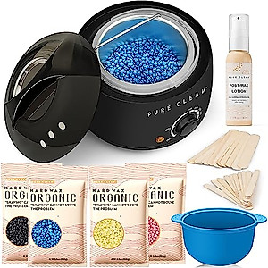 Wax Warmer, PURECLEAN Hair Removal Home Waxing Kit, Hard Wax Kit with 4 Formula Wax Beads for Body Women Men at Home Waxing