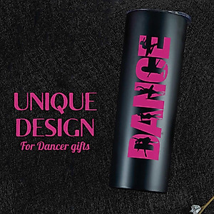 Onebttl Dancer Gifts for Girls, Teens, Her - Dance - 20oz/590ml Stainless Steel Insulated Tumbler with Straw, Lid - Dance Themed Recital Gifts for Women - (Black)