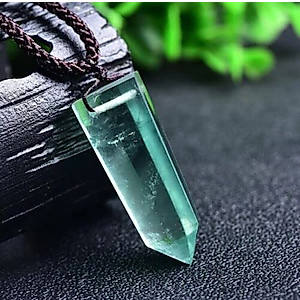 1 pc Green Fluorite Hexagon Pendant Necklace Natural Crystal Point Charm