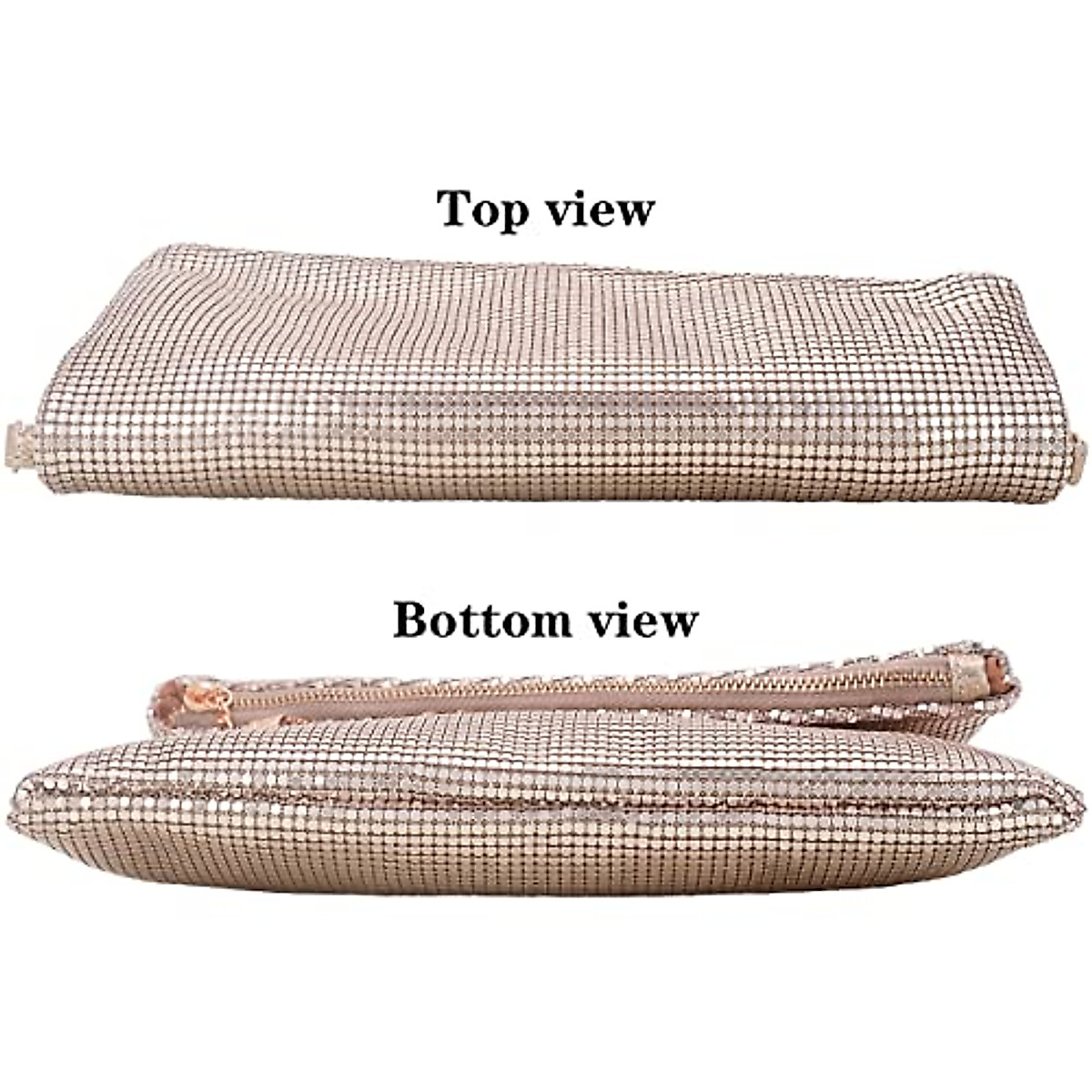 Venoline Large Metal Mesh Evening Clutch Bag Convertible Handbag Tassel Purse Rose Gold