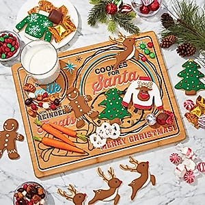 Farberware Cutting Board with Recessed Handles, Tray for Christmas Eve, Milk and Cookie Plate for Santa, Reversible Kitchen Chopping Board, 11-inch x 14-Inch, Bamboo