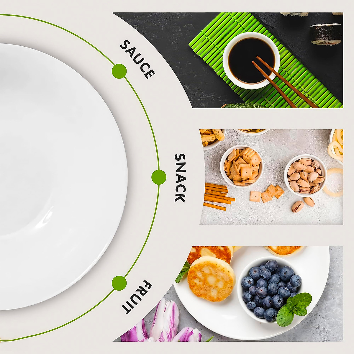 10PCS Melamine Small Plates Soy Sauce Dish - Sushi Plate Dipping Sauce Cups Serving Bowls Small Dessert Plates - 3.62 inches Plastic Sauce Cups Sauce Dishes for Dipping Sauce Cup Restaurant Dish