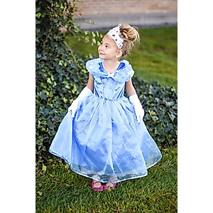 Little Adventures Deluxe Cinderella Butterfly Princess Dress Up Costume for Girls (Large Age 5-7) - Machine Washable Child Pretend Play and Party Dress with No Glitter