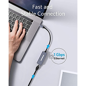 USB C to Ethernet Adapter, sininkoko Driver Free USB C to 100/1000 Gigabit Ethernet LAN Network Adapter,Compatible for MacBook Pro , MacBook Air, iPad Pro, Dell XPS and More