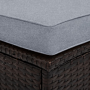 LZ LEISURE ZONE 5-Piece Outdoor Patio Sofa Furniture Sets, All-Weather Half-Moon Brown PE Rattan Sectional Furniture Wicker Sofa Set with Gray Cushions, Pillows and Tempered Glass Table