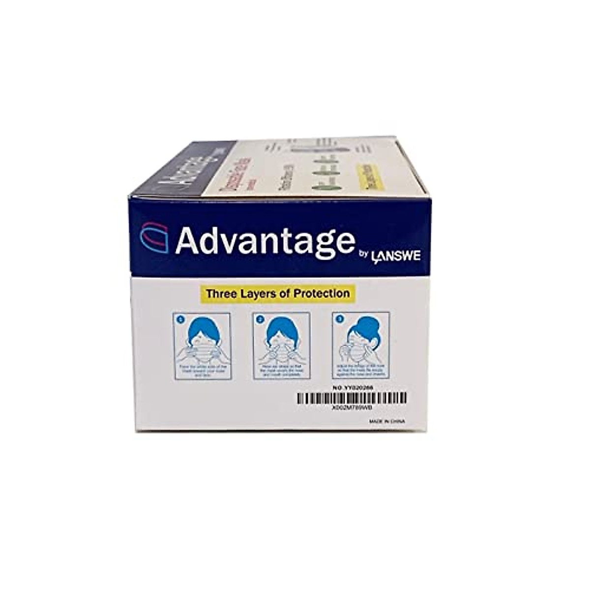 Lanswe Advantage Disposable Masks (2,000 pack) 3-Ply Disposable Face Masks with Elastic Earloops - Volume Pricing